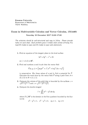190816 - tentamen i flervariabelanalys - Linnæus University Department ...