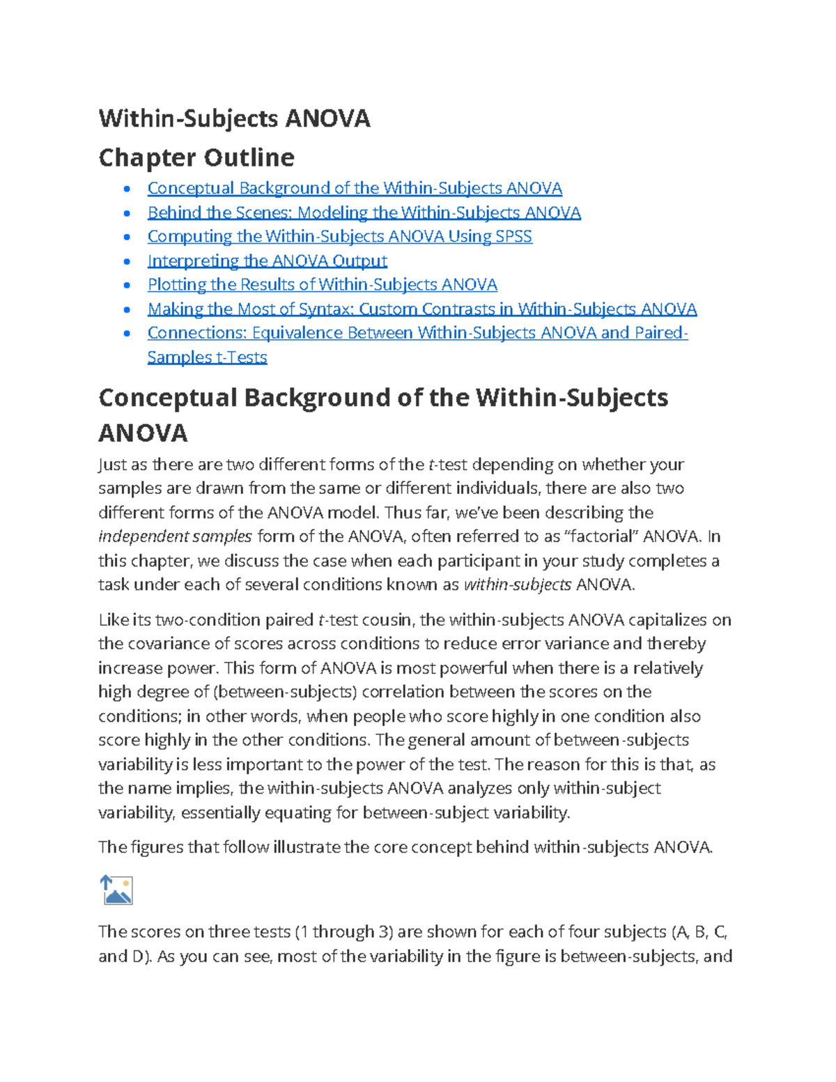 Chapter 8 A guide to SPSS - Within-Subjects ANOVA Chapter Outline ...