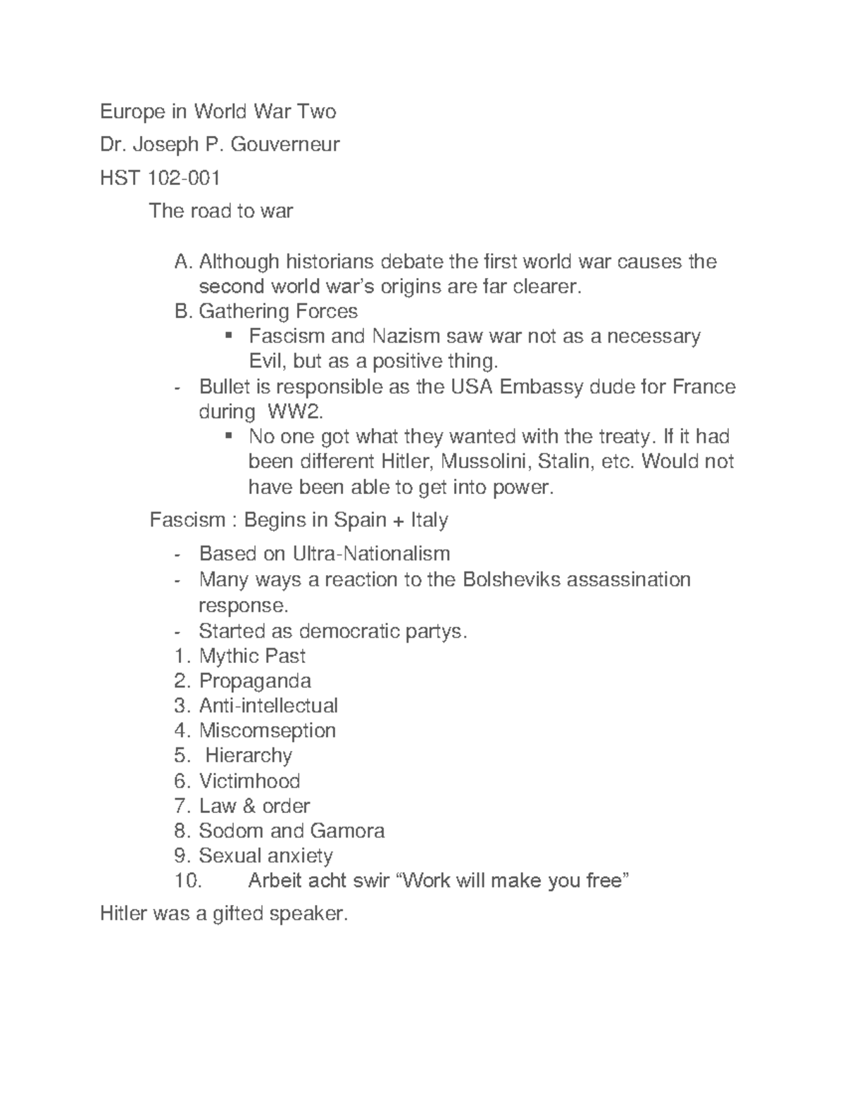 HST 102-001 History Europe WW2 1940-1944 beginning - Europe in World ...