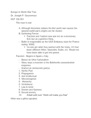 HST 102-001 History Europe WW2 1945-end - Europe in World War Two Dr ...