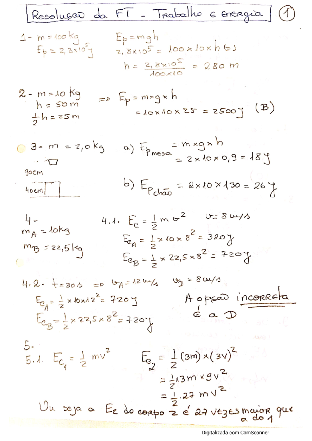 FT2 resolucao - Física e Química A - Studocu