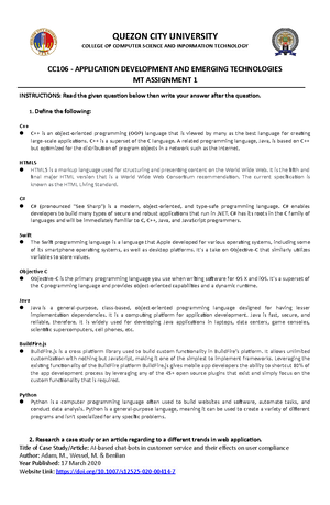 Application and Emerging Technologies Lecture Notes - CC106 ...