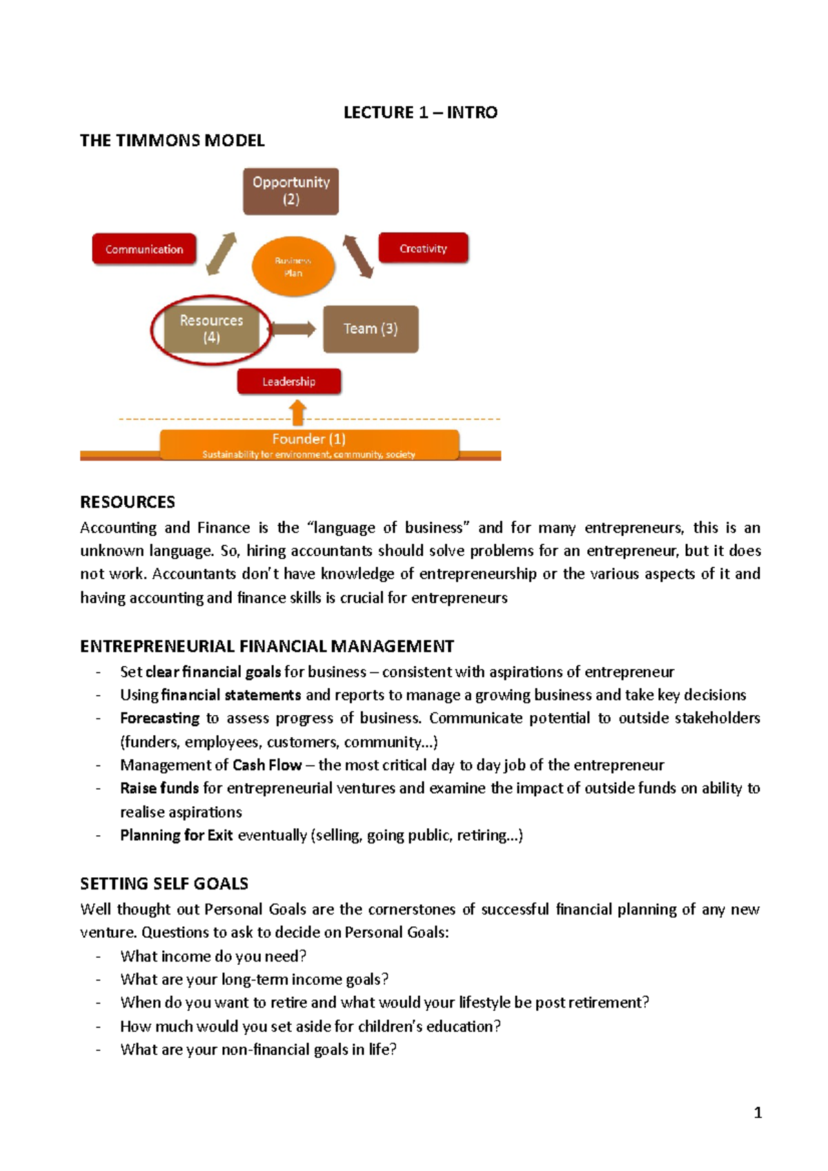 Lecture 1 - LECTURE 1 – INTRO THE TIMMONS MODEL RESOURCES Accounting ...