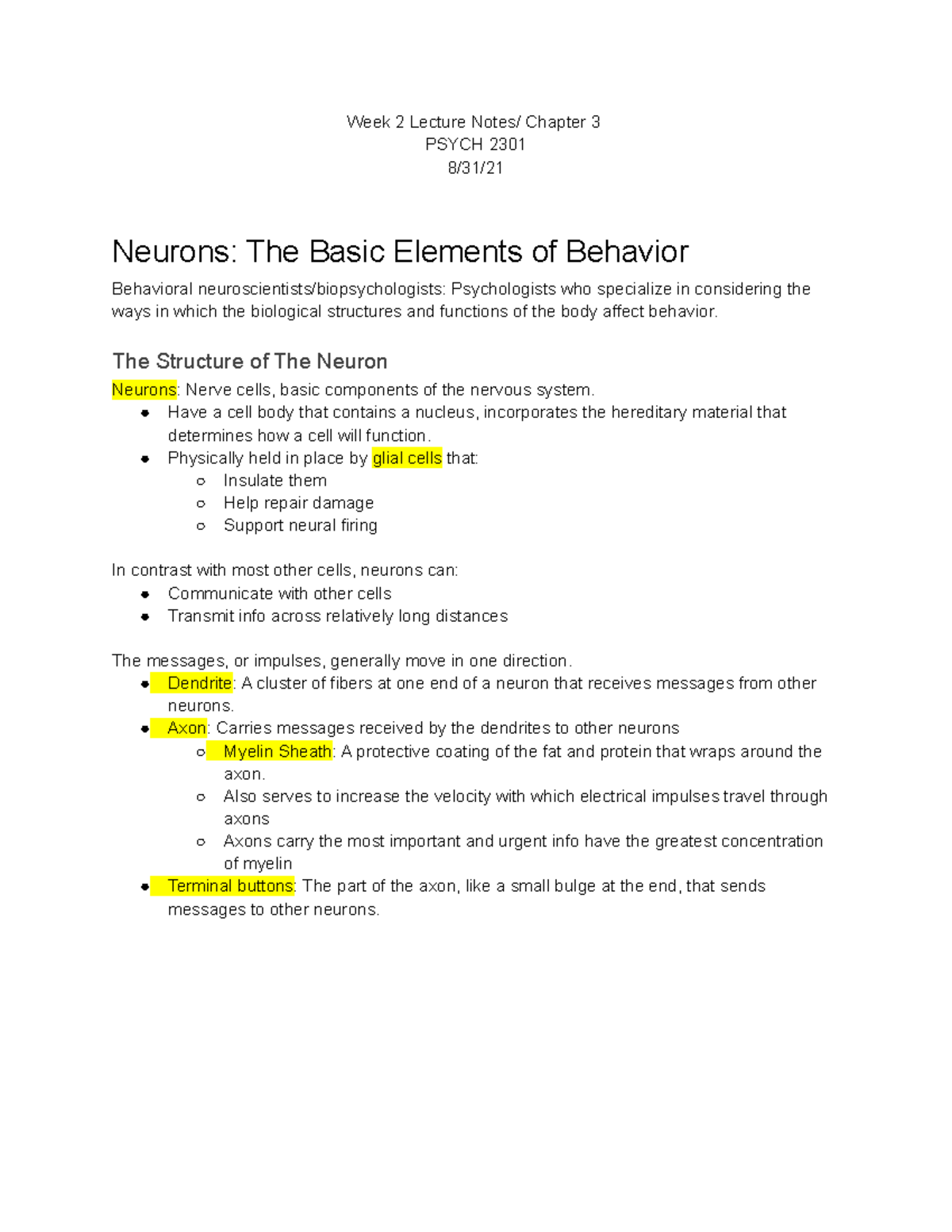 Week 2 Lecture Notes Chapter 3 - Week 2 Lecture Notes/ Chapter 3 PSYCH ...
