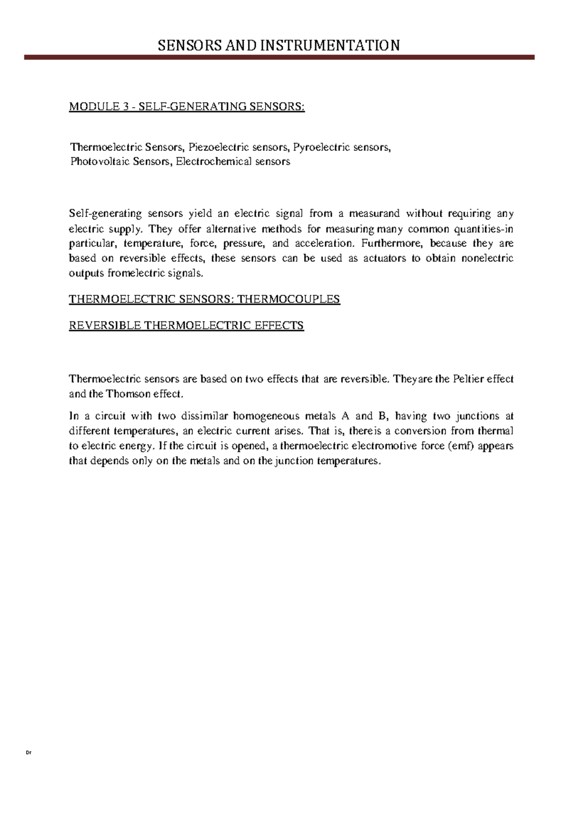 Sensors Module-2 PDF notes - MODULE 3 - SELF-GENERATING SENSORS ...
