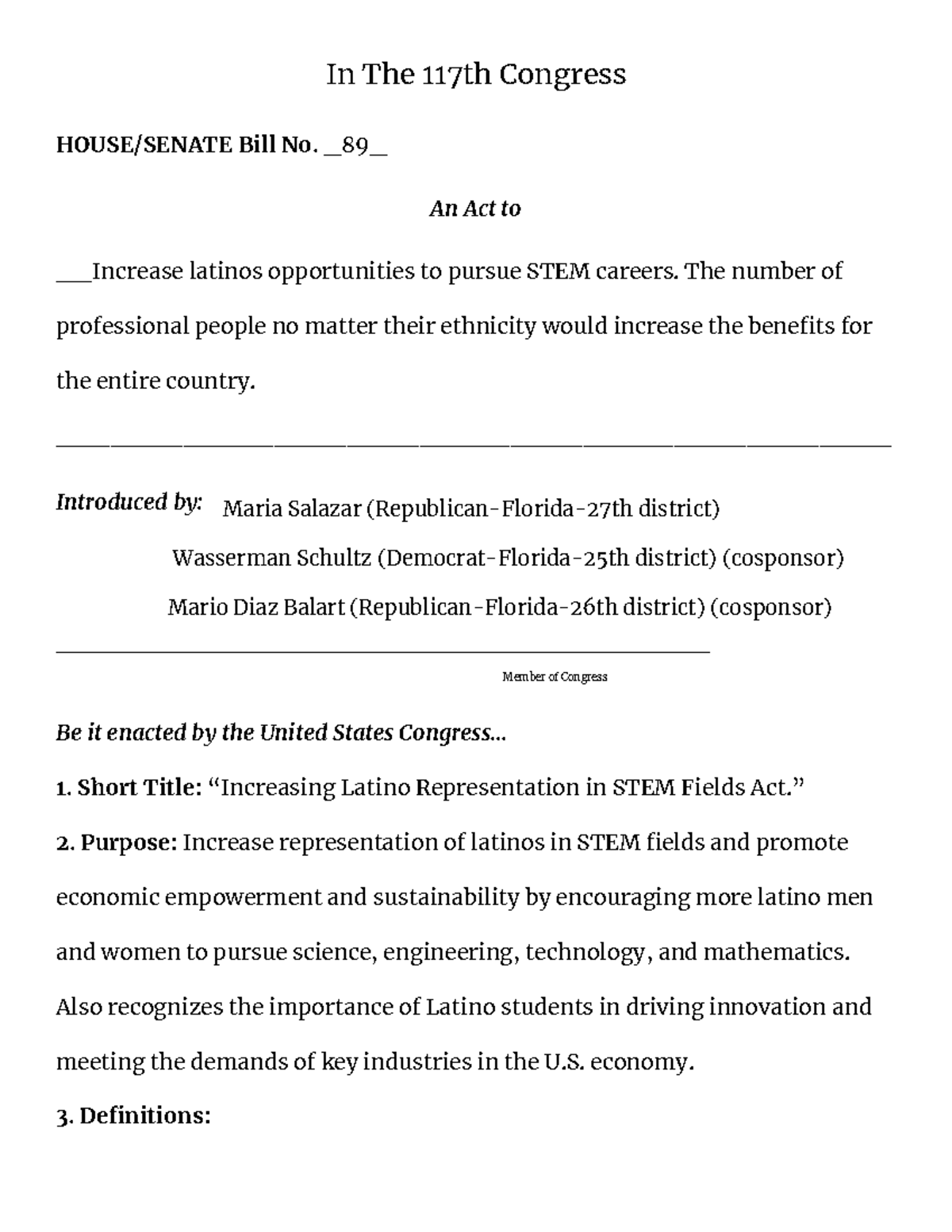 BILL Template.docx - A bill example for students that need help ...