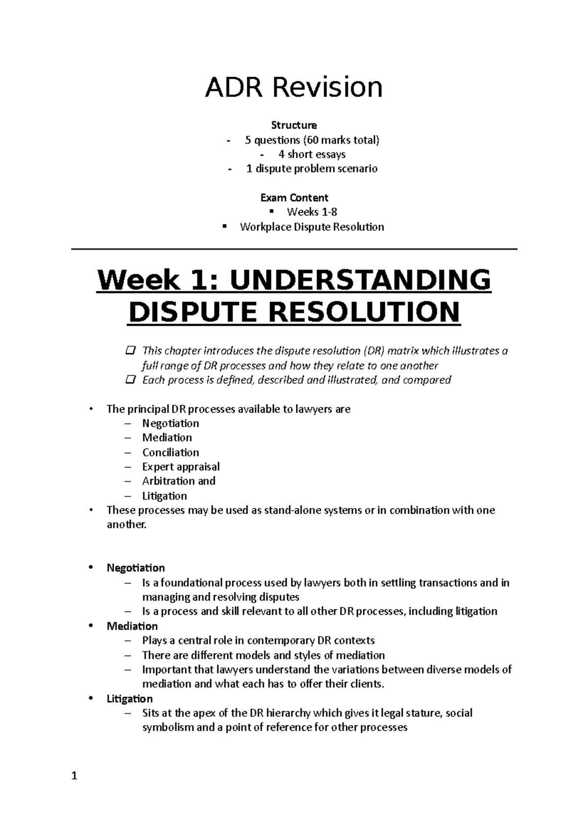 ADR-Revision - Unit Summary - ADR Revision Structure - 5 questions (60 ...