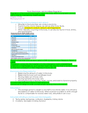 Fluid and Electrolyte Quick Study Sheet - Electrolyte Expected Range Potassium (K+) 3 to 5 mEq/L ...
