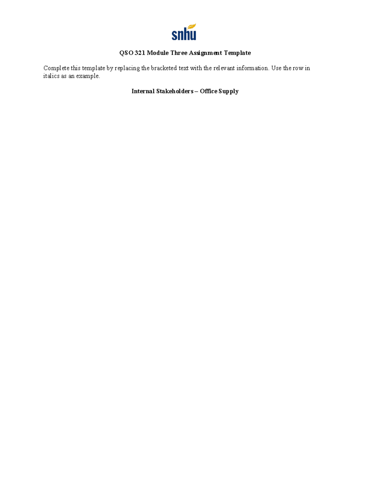 QSO 321 Module Three Assignment - Use the row in italics as an example ...