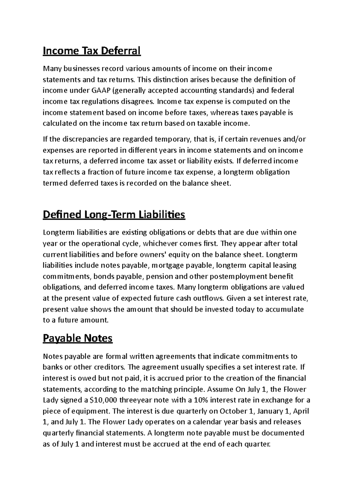 Income Tax Deferral - Accounting Principles Notes - Income Tax Deferral ...