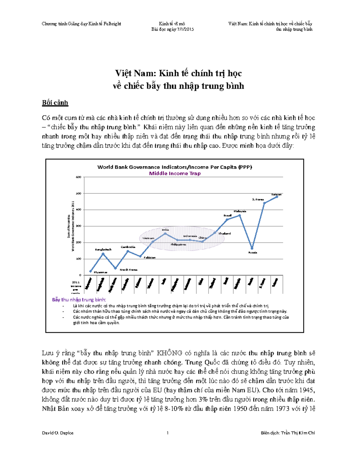 Chiếc bẫy thu nhập trung bình - Ch±¡ng trình Gi¿ng d¿y Kinh t¿ Fulbright Bài ßc ngàyKinh t¿ v ...