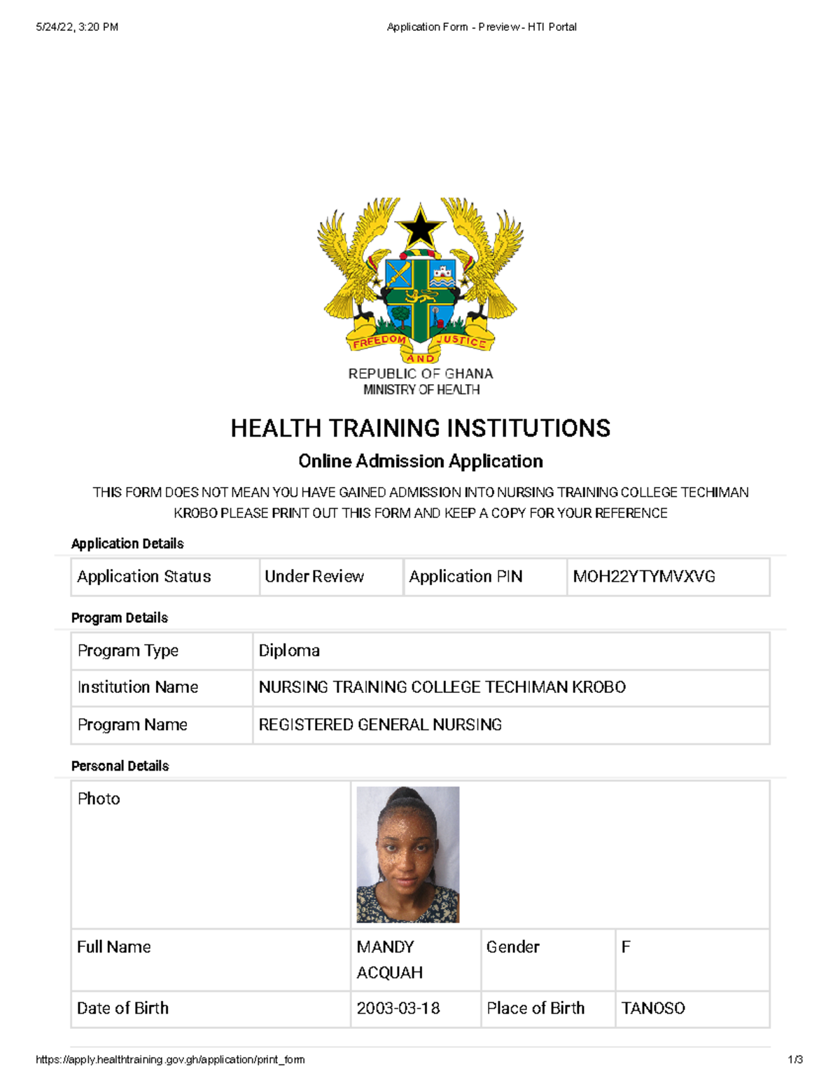 Application Form - Preview - HTI Portal - healthtraining.gov ...