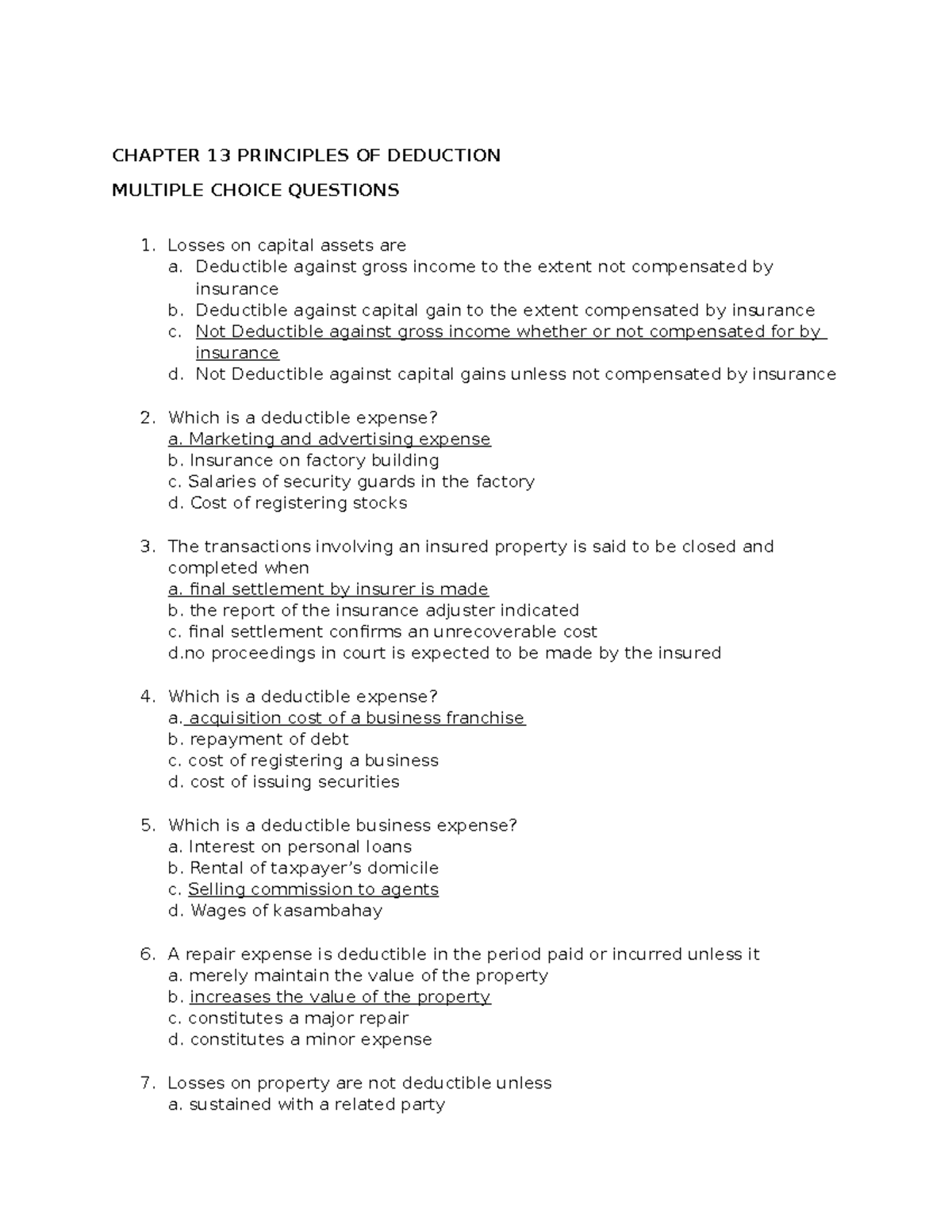 Chapter 13 Principles OF Deduction-Taxation - CHAPTER 13 PRINCIPLES OF ...