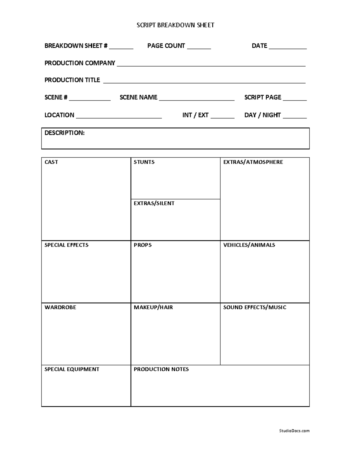 Script-breakdown-sheet - SCRIPT BREAKDOWN SHEET StudioDocs BREAKDOWN ...