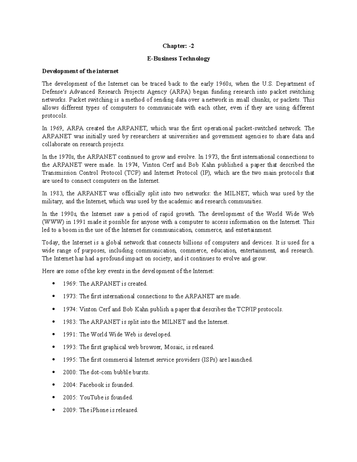Chapter 2 - note - Chapter: - E-Business Technology Development of the ...