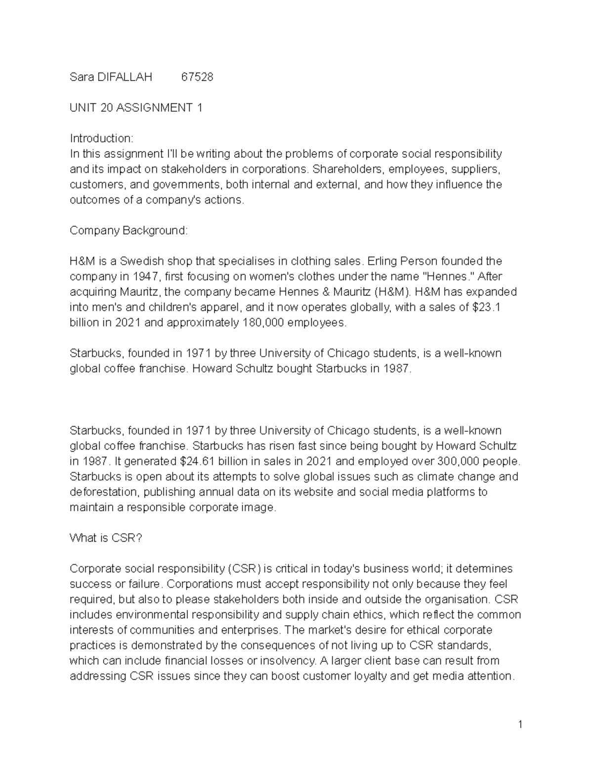 Unit 20 assignment 1 - Sara DIFALLAH 67528 UNIT 20 ASSIGNMENT 1 Introduction: In this assignment ...