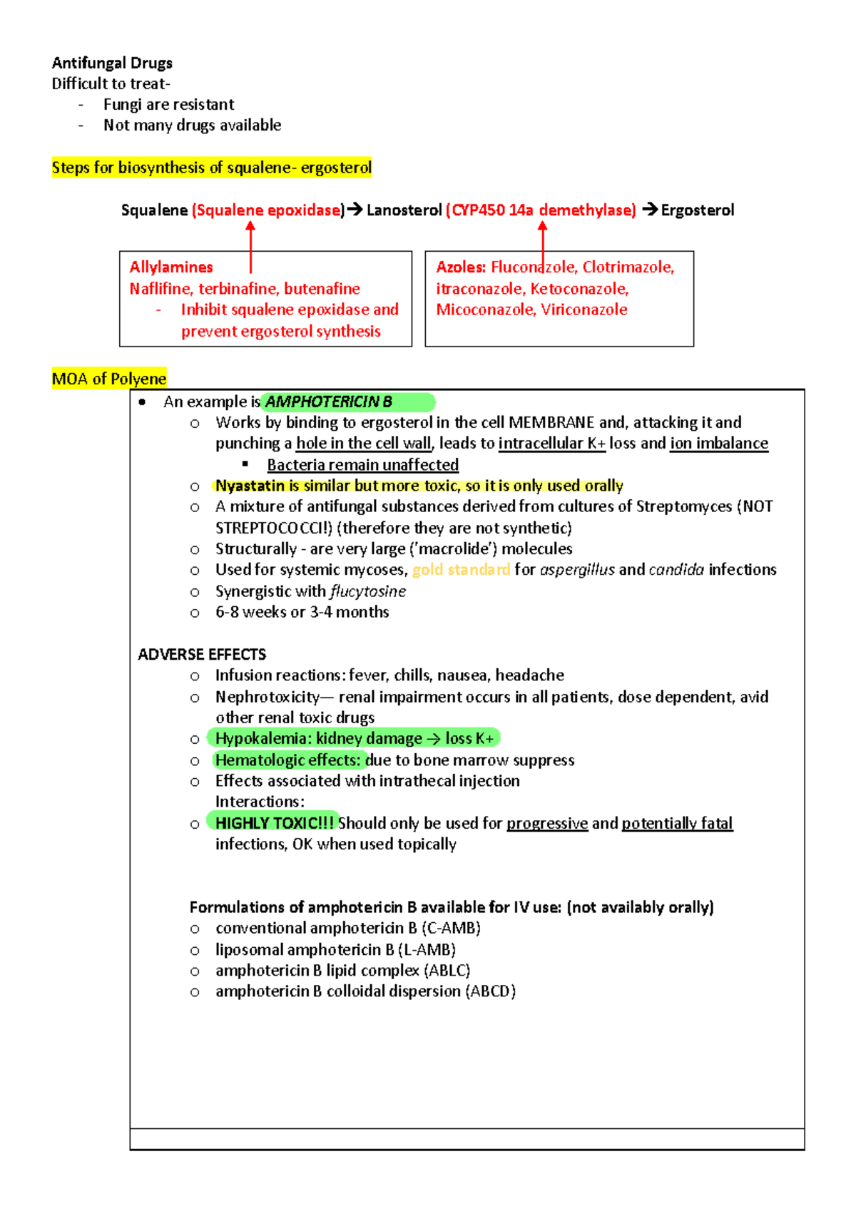 Mycosis- Pharm 2 - Summary of mycology notes for fungal infections ...