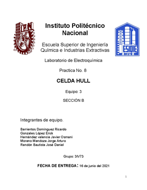 Practica 8 - laboraatorio de electroquimica Práctica 8 “Celda Hull ...