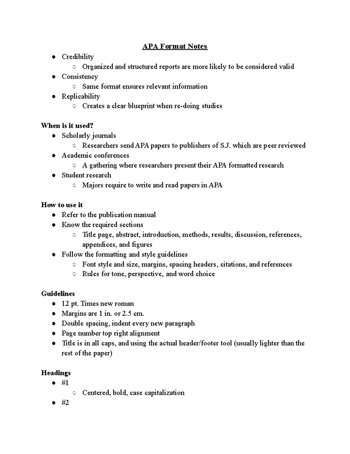 APA Format Notes - APA Format Notes Credibility Organized and ...