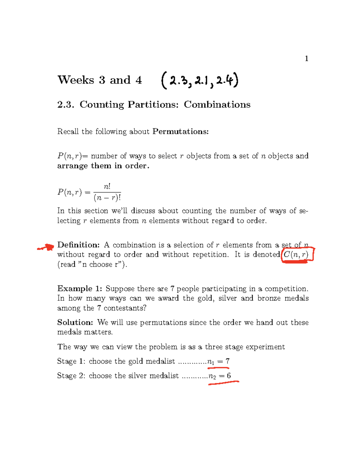Weeks 3-4 Tuesday- filled in - Weeks 3 and 4 Counting Partitions ...