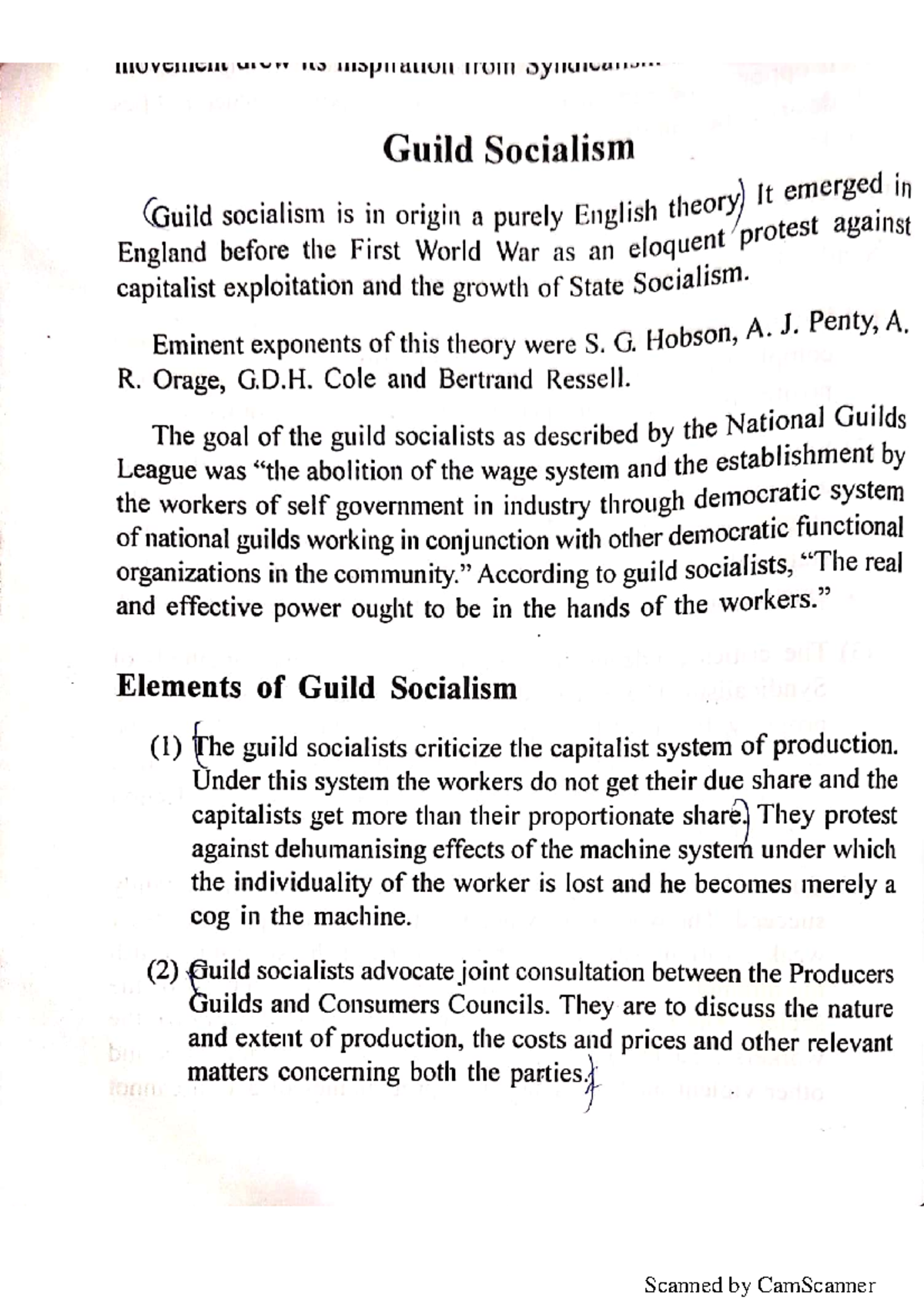 Guild Socialism - Political Science - Studocu