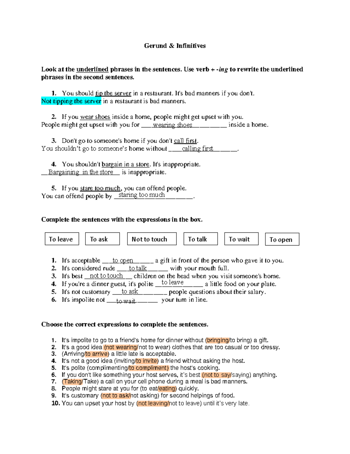 Gerund-Infinitives - Gerunds - Gerund & Infinitives Look at the ...