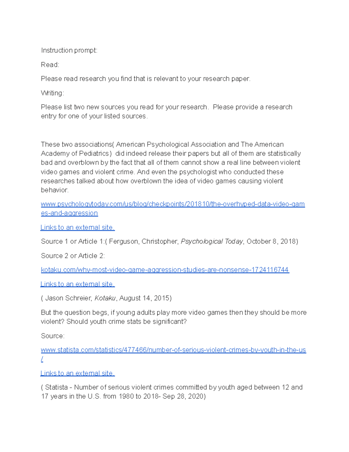 7.3 Reading and Writing - Google Docs - Instruction prompt: Read ...