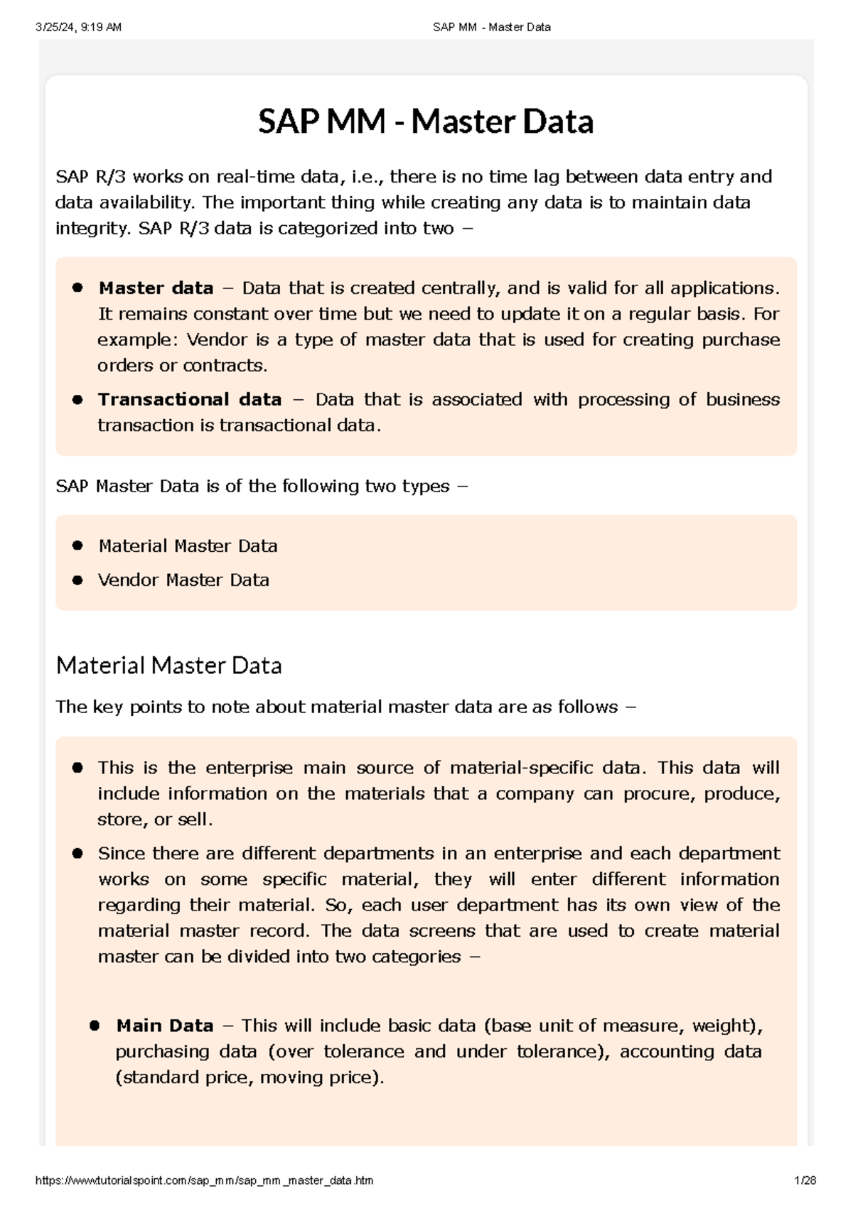 SAP MM - Standard Configuration - SAP MM - Master Data SAP R/3 works on ...
