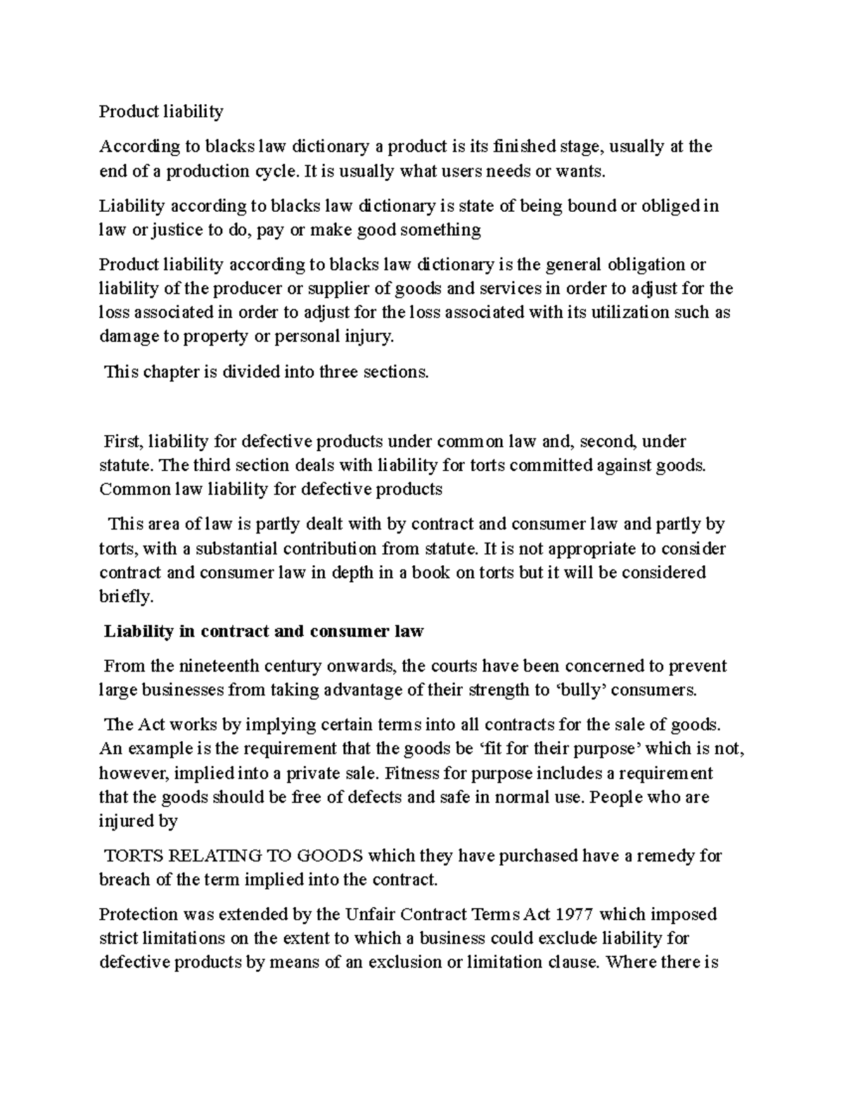 Product liability Course - Product liability According to blacks law ...