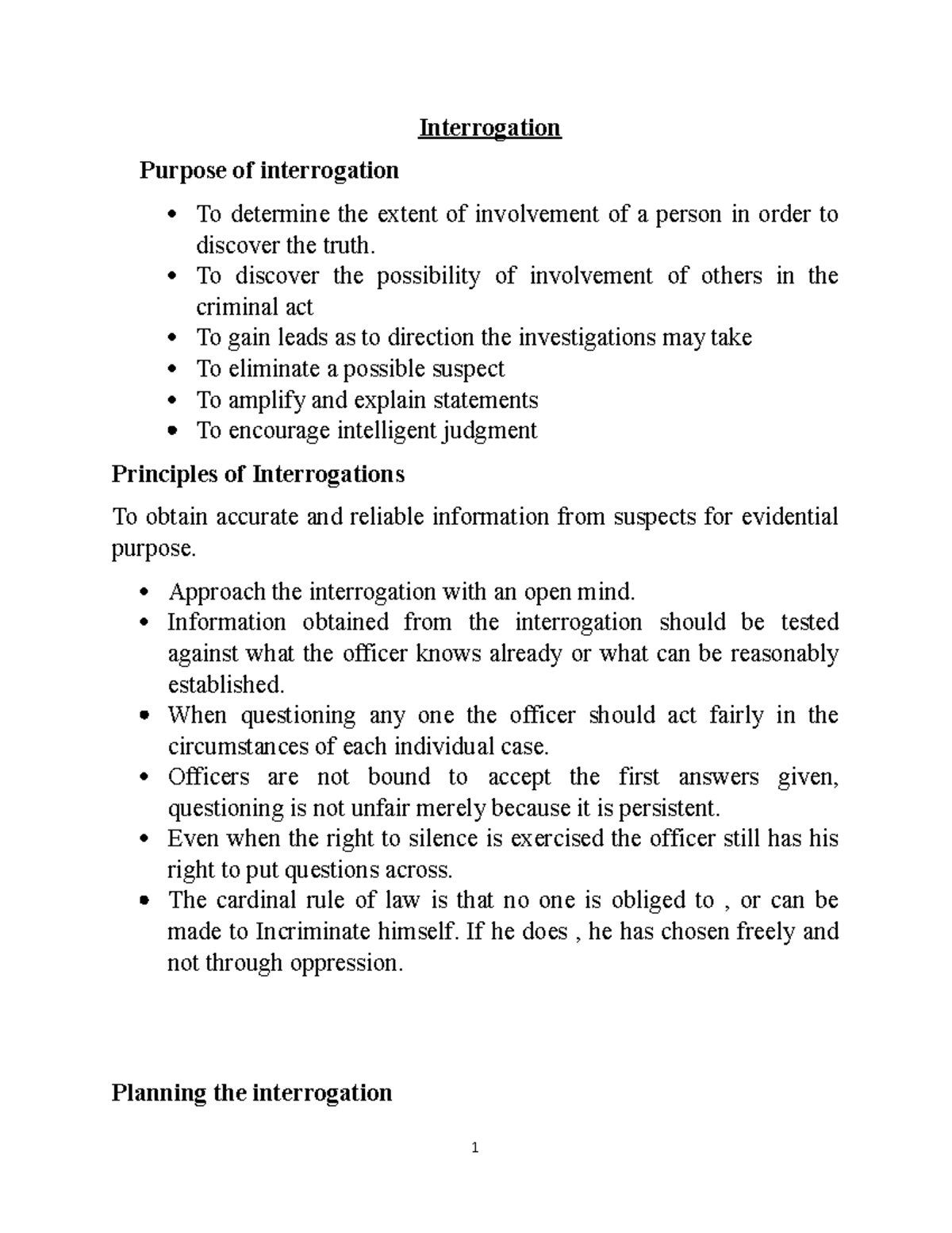 Interrogation AND Interviewing - Interrogation Purpose of interrogation ...