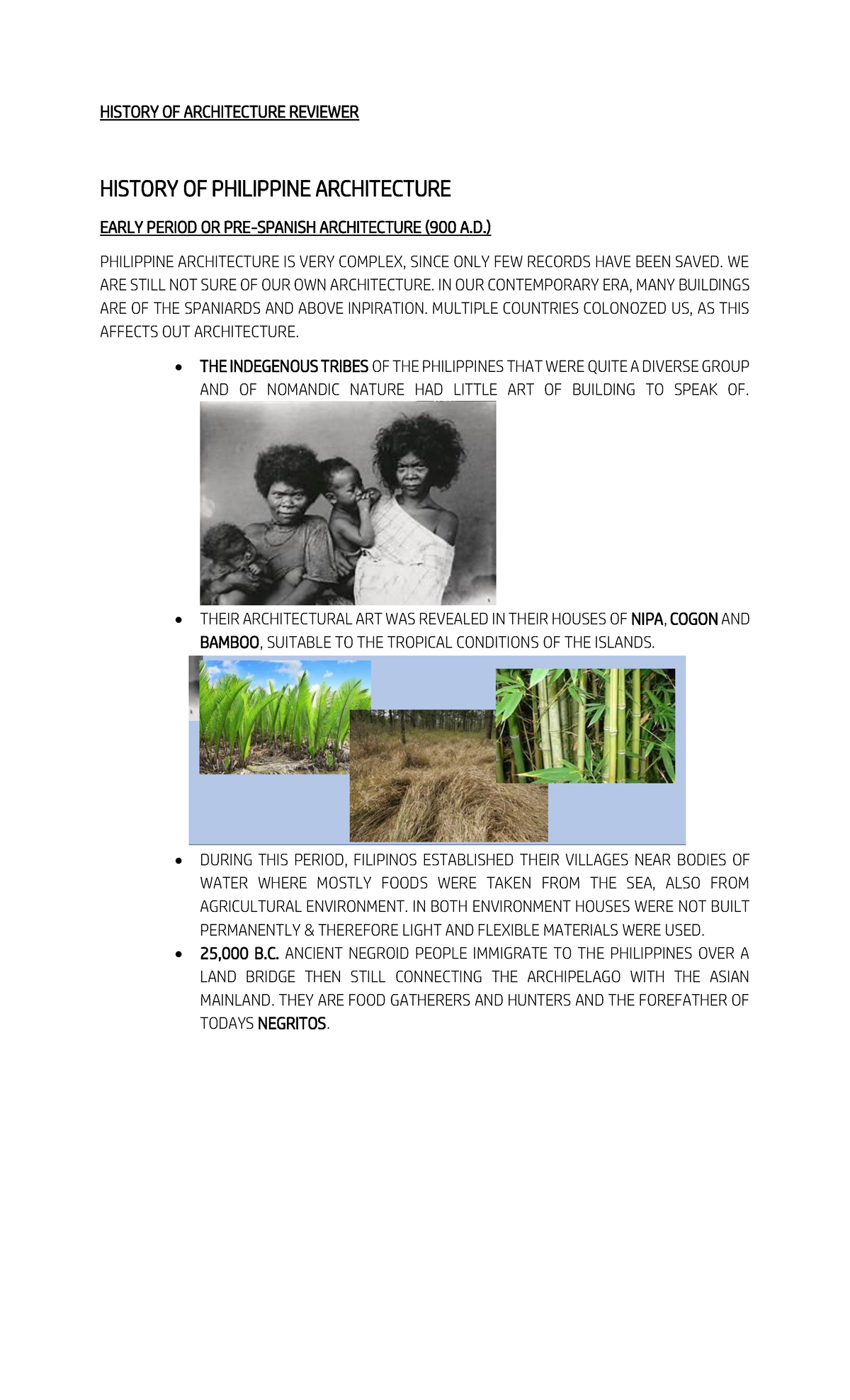 History OF Architecture Reviewer - HISTORY OF ARCHITECTURE REVIEWER HISTORY OF PHILIPPINE - Studocu