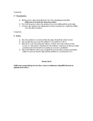 Monroe's Motivated Sequence Persuasive Speech Skeletal Outline ...
