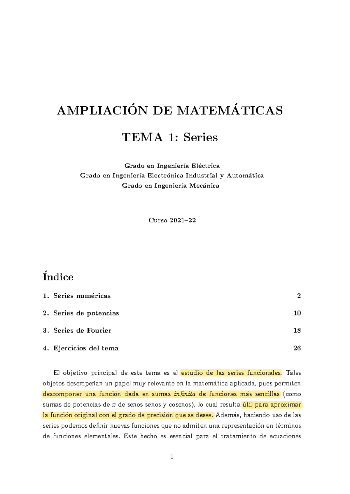 Tema 1. Estudio de las series funcionales - AMPLIACION DE MATEM ́ ...