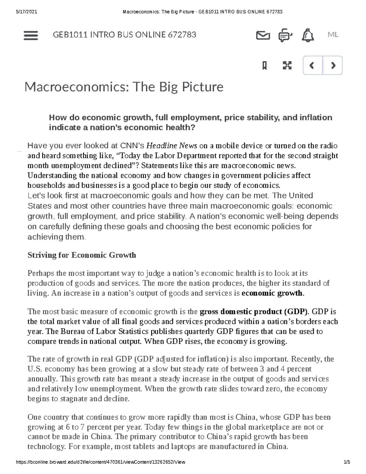 Macroeconomics The Big Picture - Understanding the national economy and ...