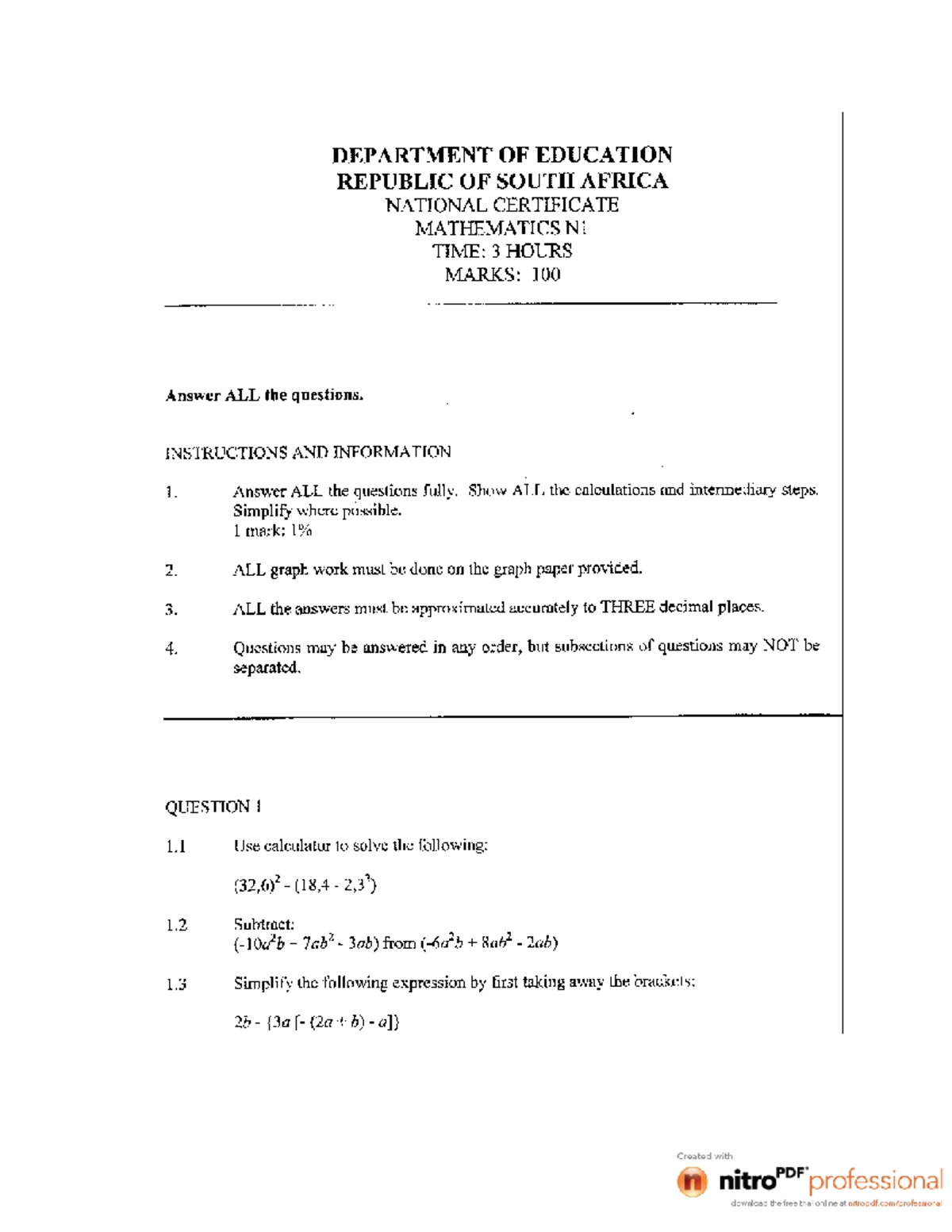 Mathematics n1 N - Mathematics for business - Studocu