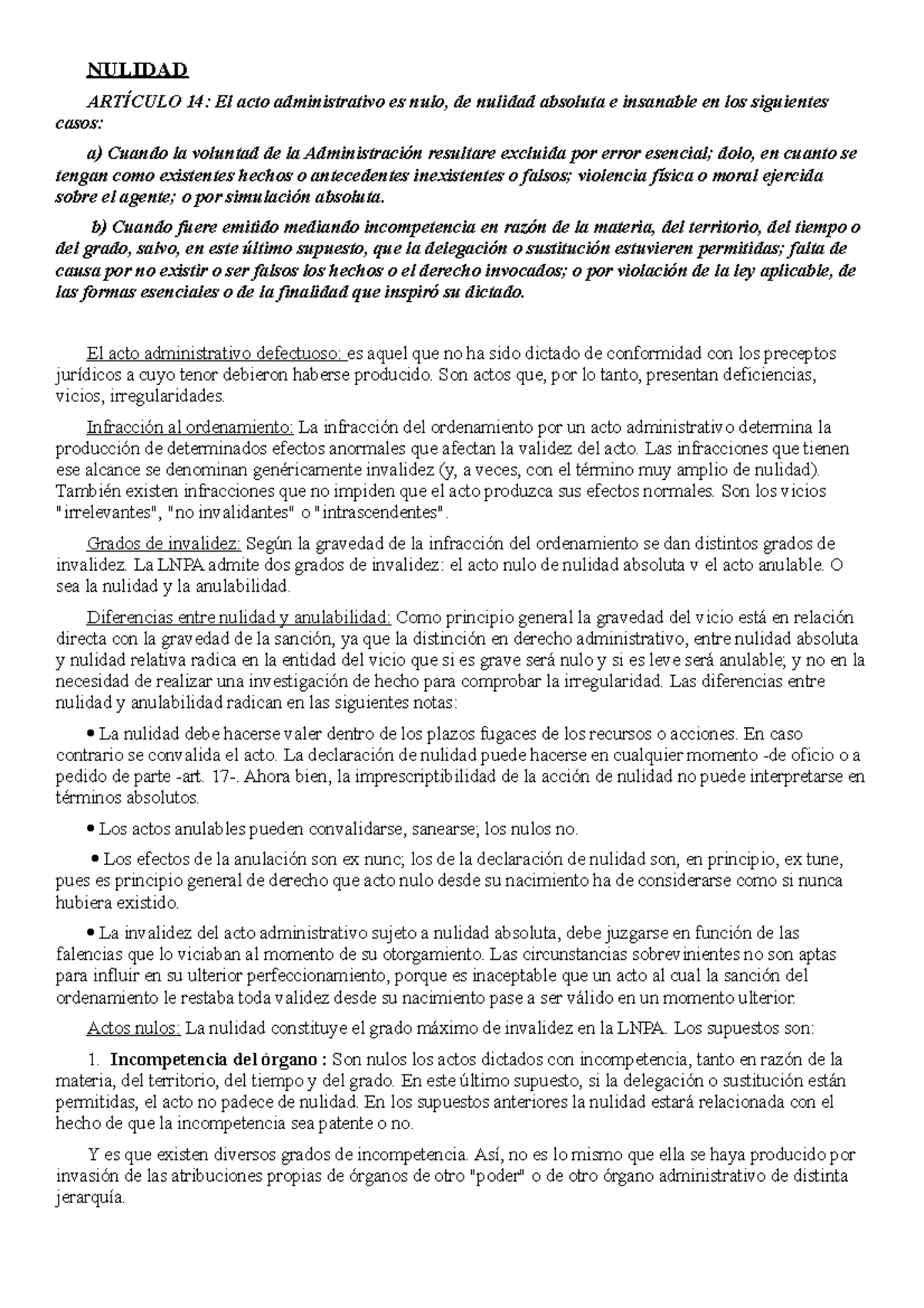 ACTO NULO Y Anulable - mi resumen - NULIDAD ARTÍCULO 14: El acto ...