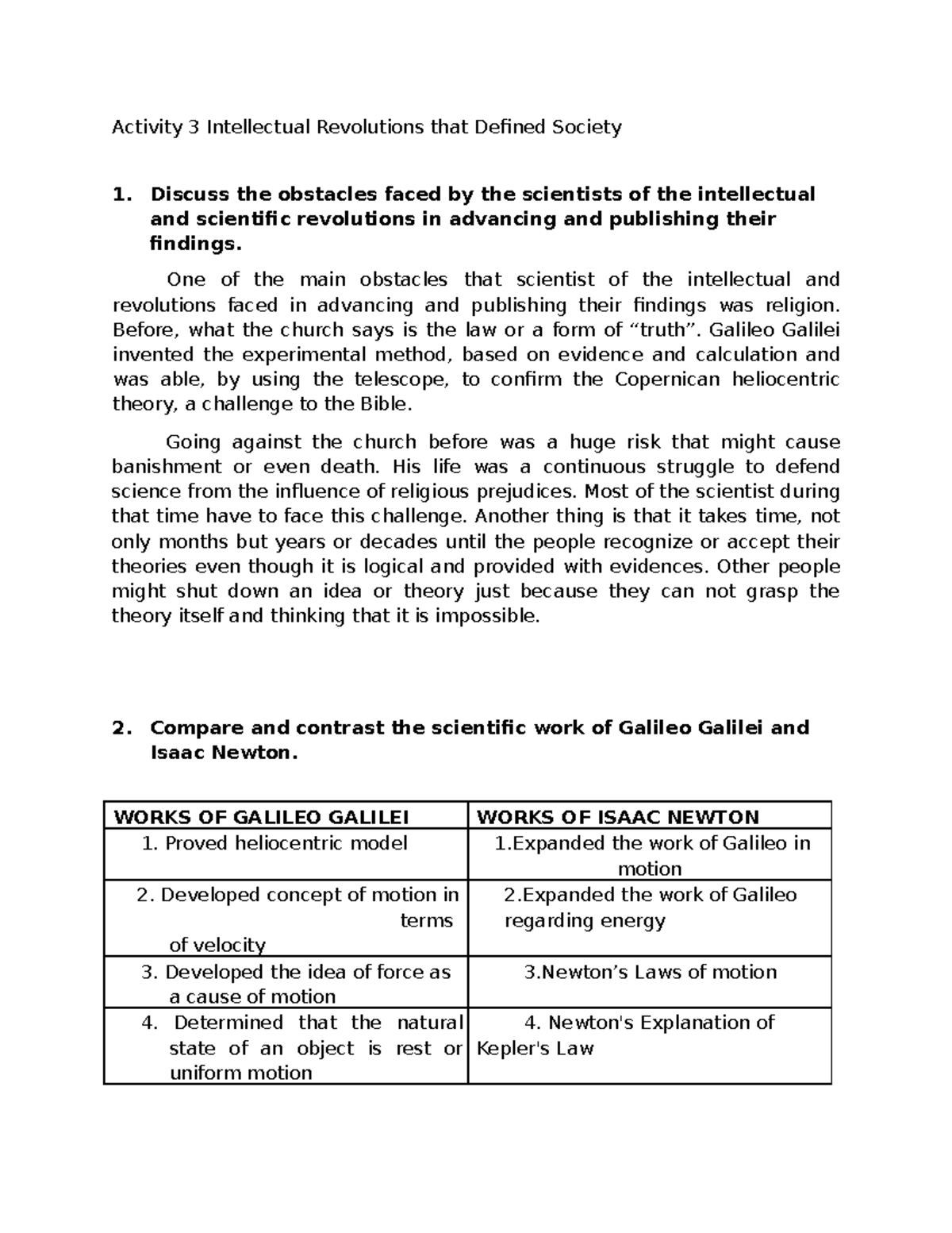 Activity Intellectual Revolutions that Defined Society - Discuss the ...