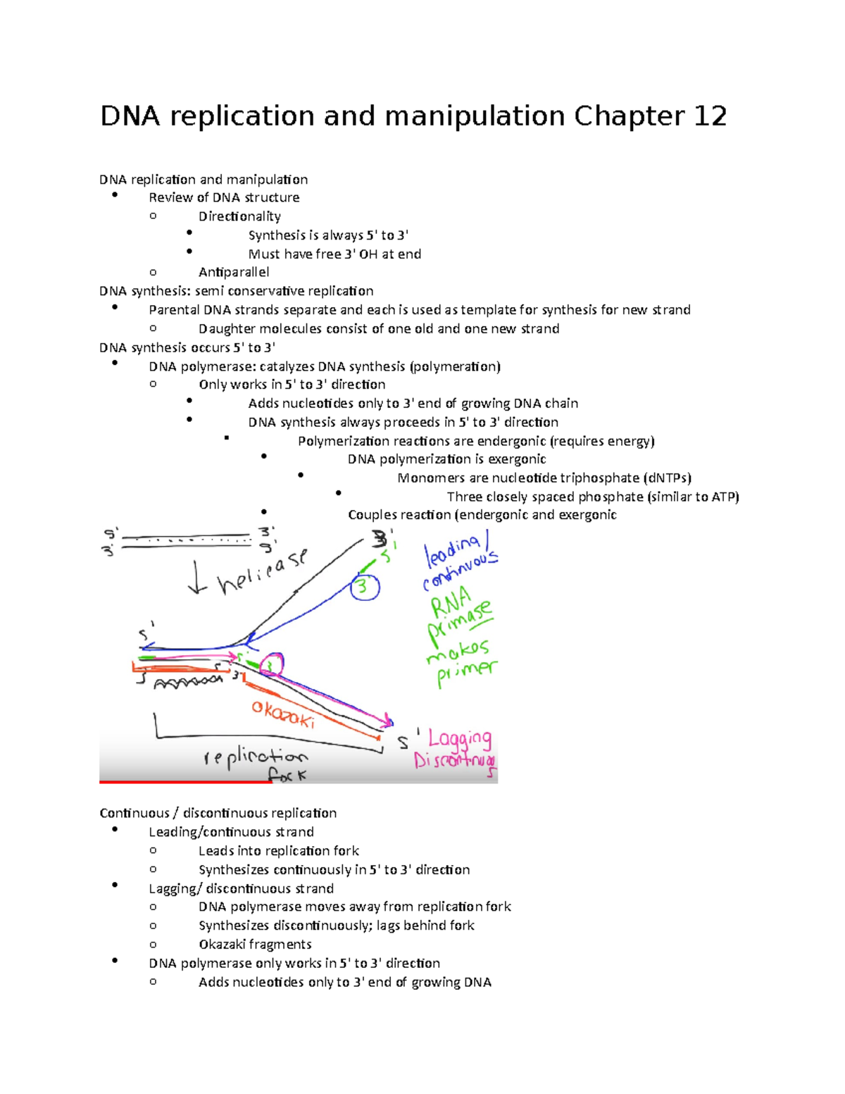 DNA replication and manipulation Chapter 12 - The template duplex is ...