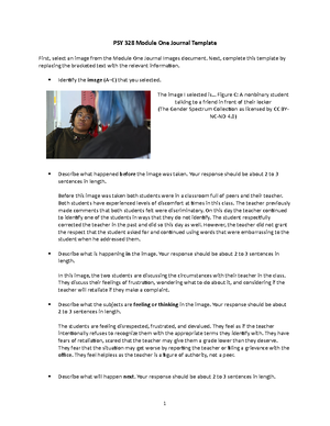 PSY 328 Module Two Journal - Next, complete this template by replacing ...