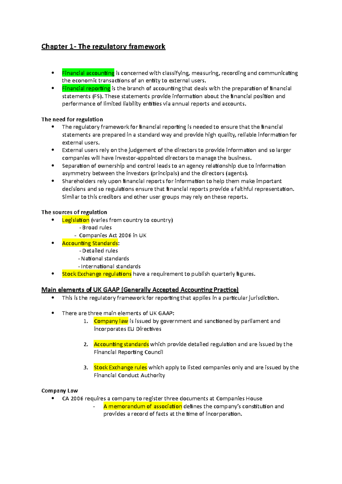Lecture 1 Chapter 1 The Regulatory Framework Financial Accounting Is