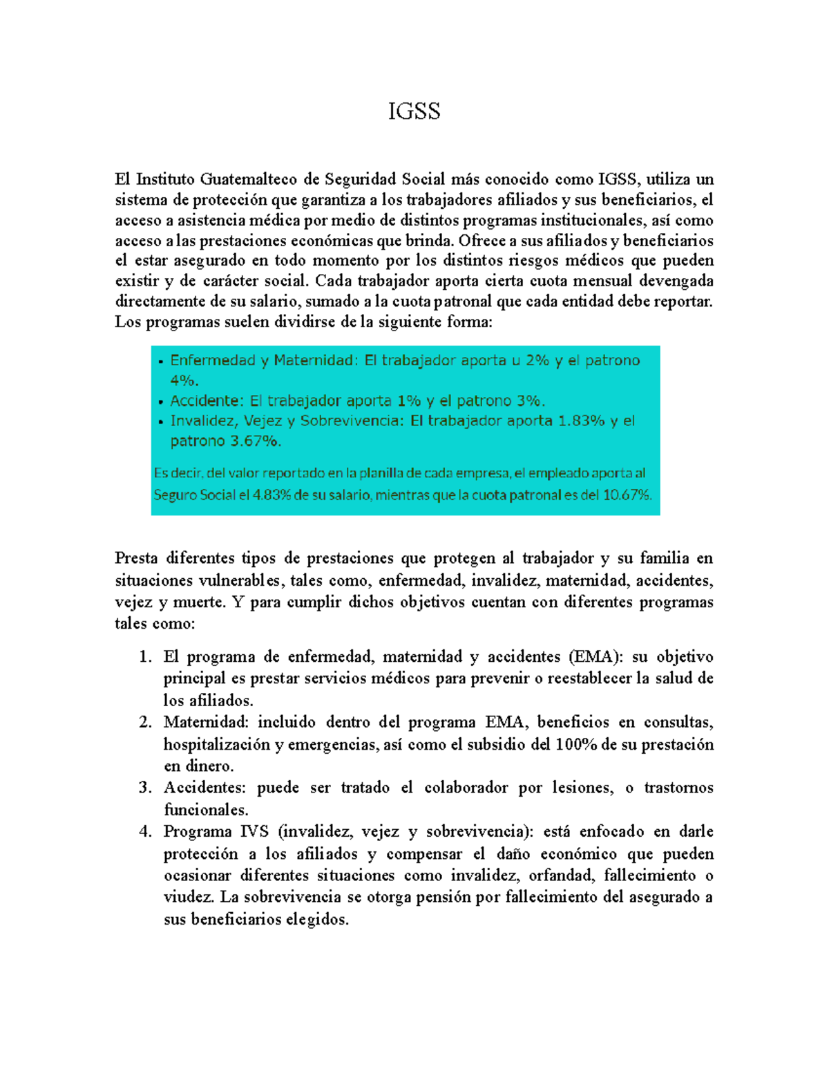 IGSS - BREVE DESCRIPCION DEL IGSS - IGSS El Instituto Guatemalteco de ...