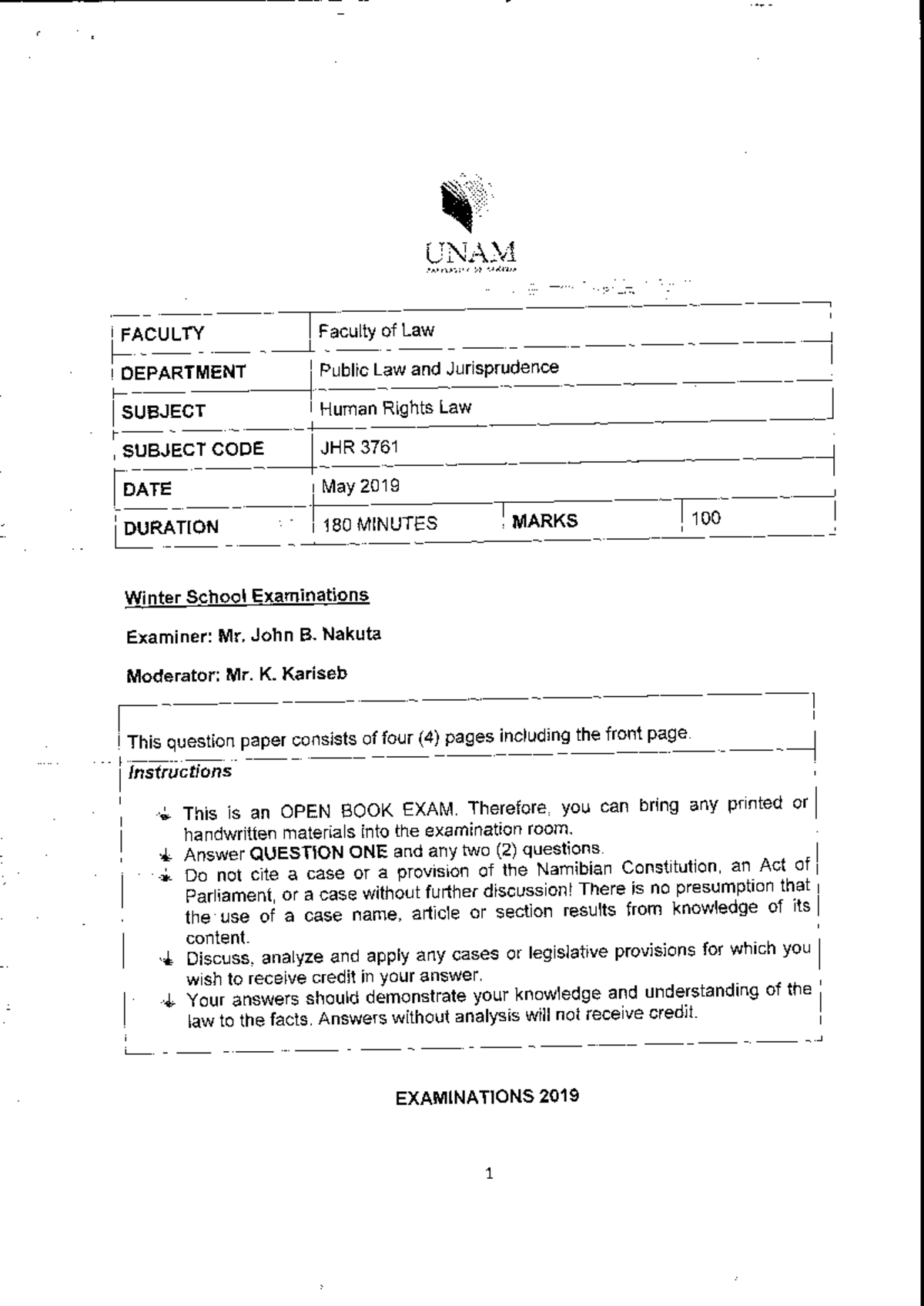 Jhr3761 2019 06 win - Exam - Human Rights Law - Studocu