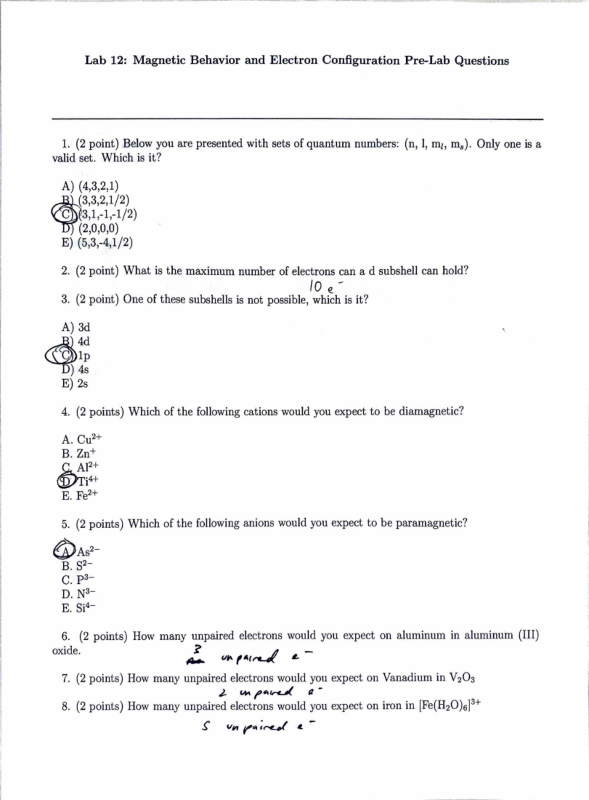 Chemlab 12 - Lab 12: Magnetic Behavior and Electron Configuration Pre ...