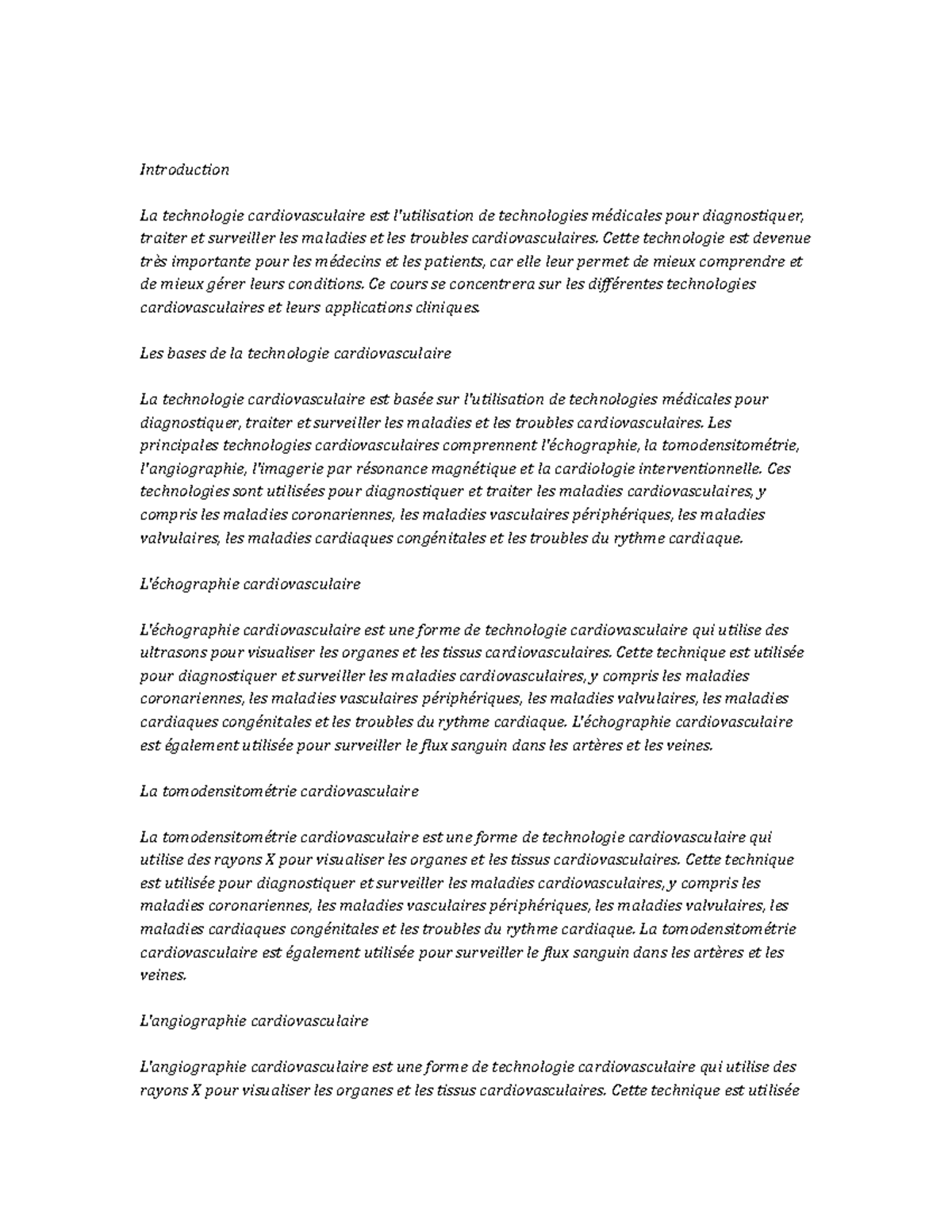 Cardiovascular Technology Study Notes - Introduction La technologie ...
