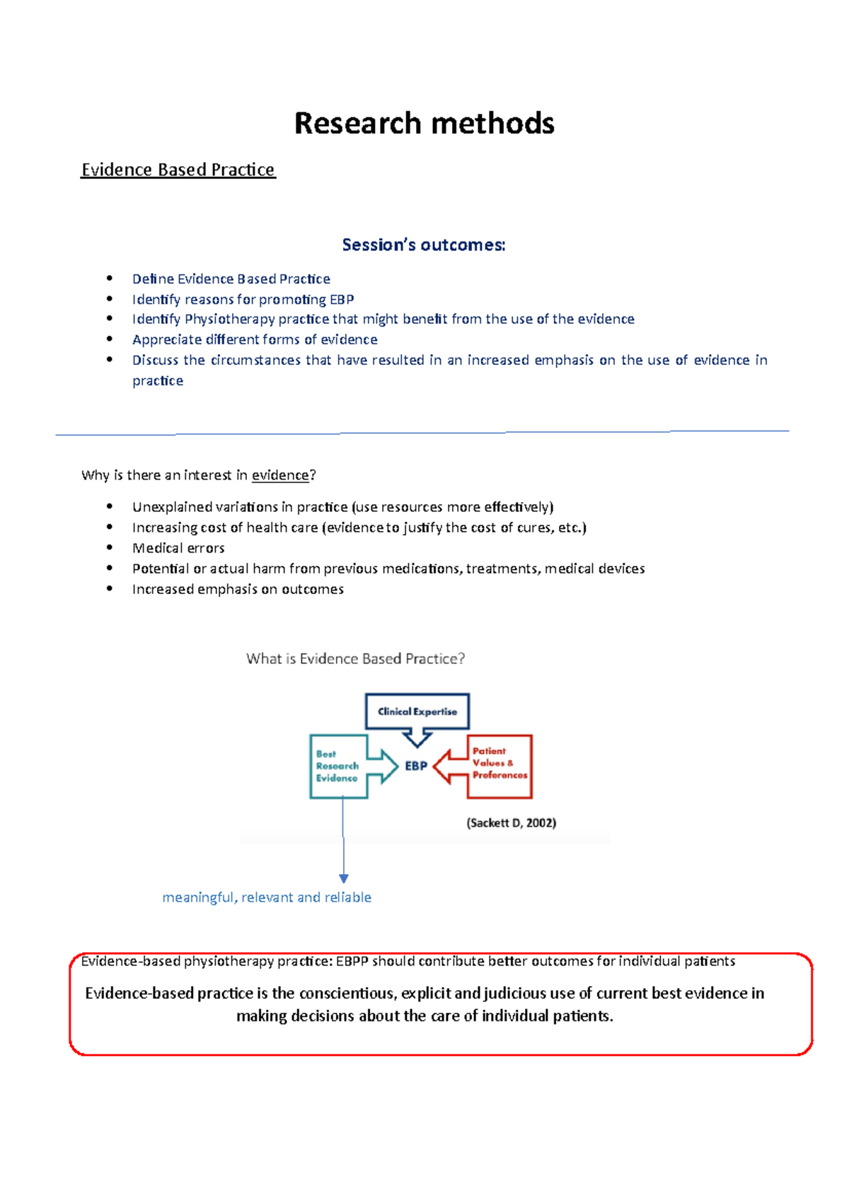Research methods - Research methods Evidence Based Practice Session’s ...