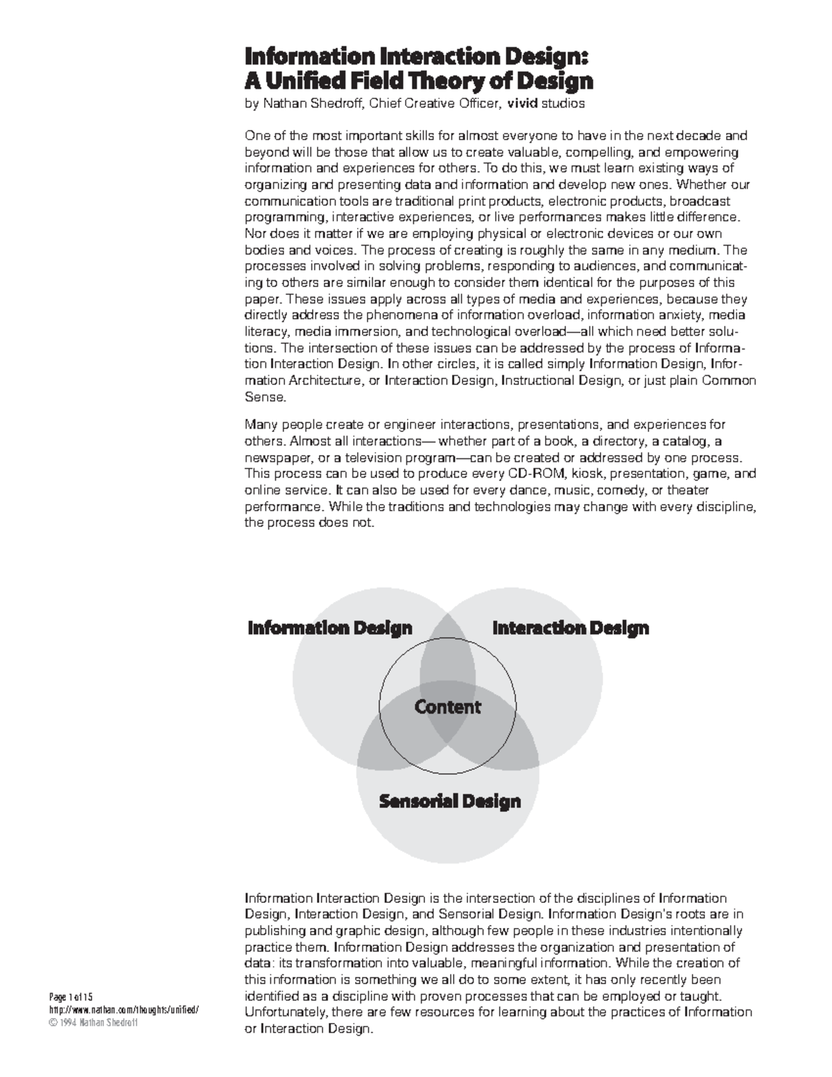 Shedroff - To do this, we must learn existing ways of organizing and ...