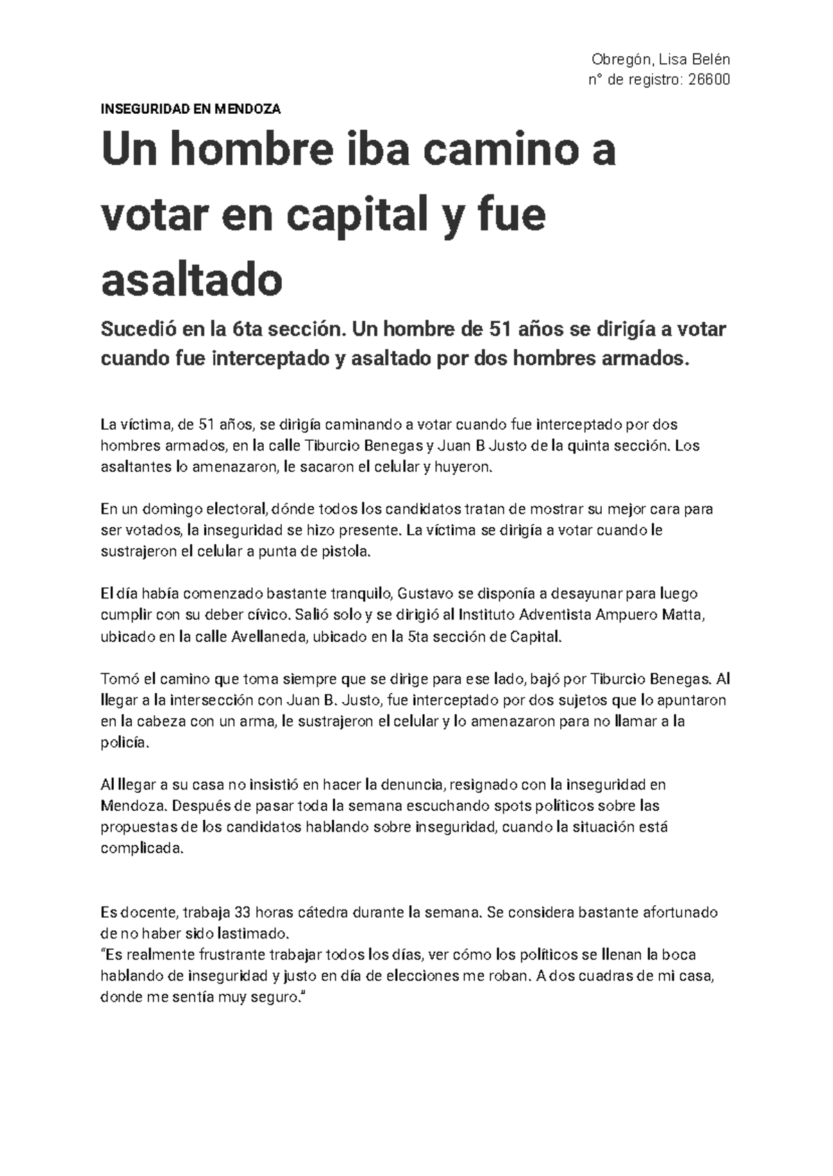 Obregón, Lisa - Crónica Informativa - Obregón, Lisa Belén n° de ...