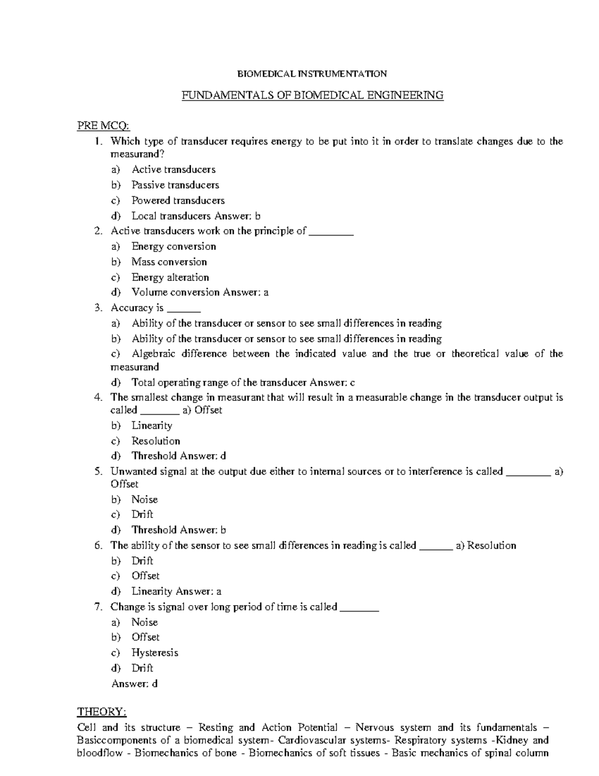 Biomedical instrumentation - BIOMEDICAL INSTRUMENTATION FUNDAMENTALS OF ...