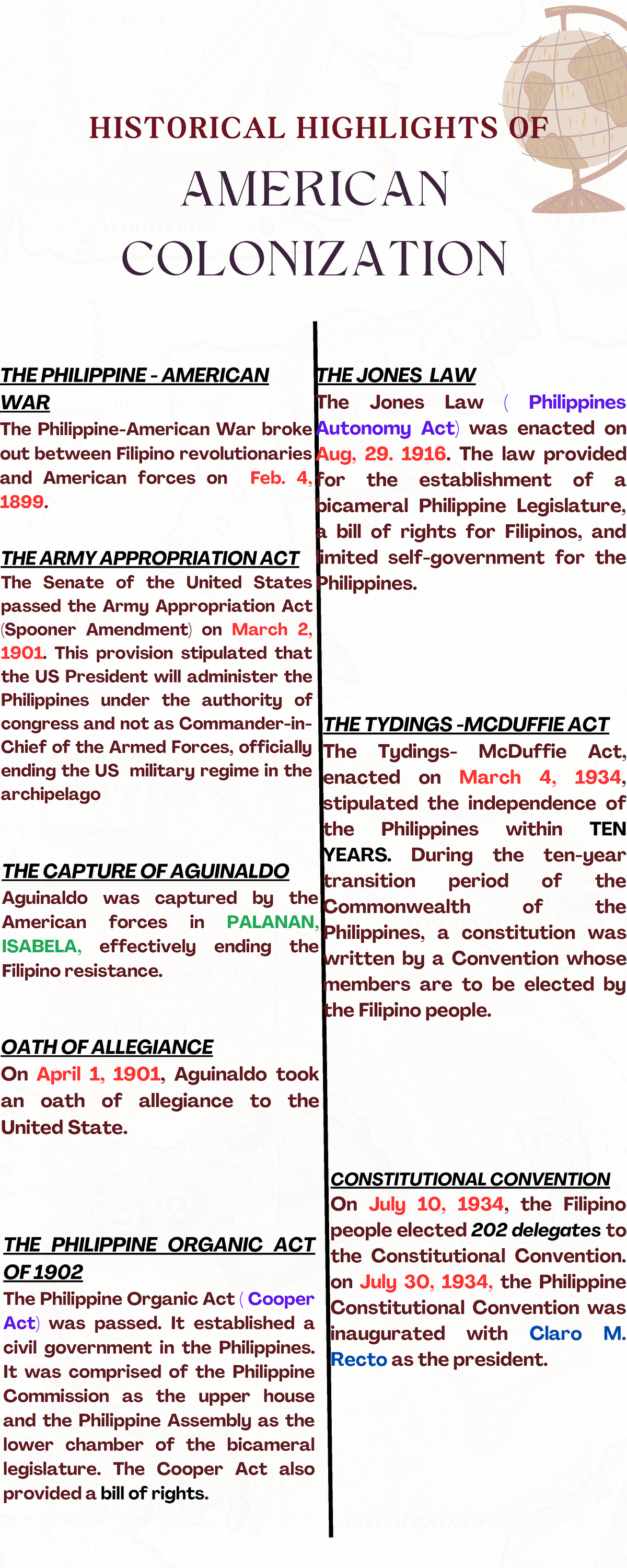 HISTORY INFORMATION - AMERICAN COLONIZATION HE PHILIPPINE - AMERICAN AR ...