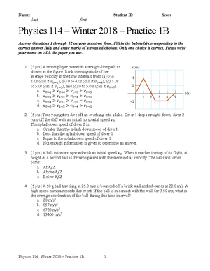 Physics 114 Practice Midterm Exam 2E - Physics 114 – Practice Exam ...